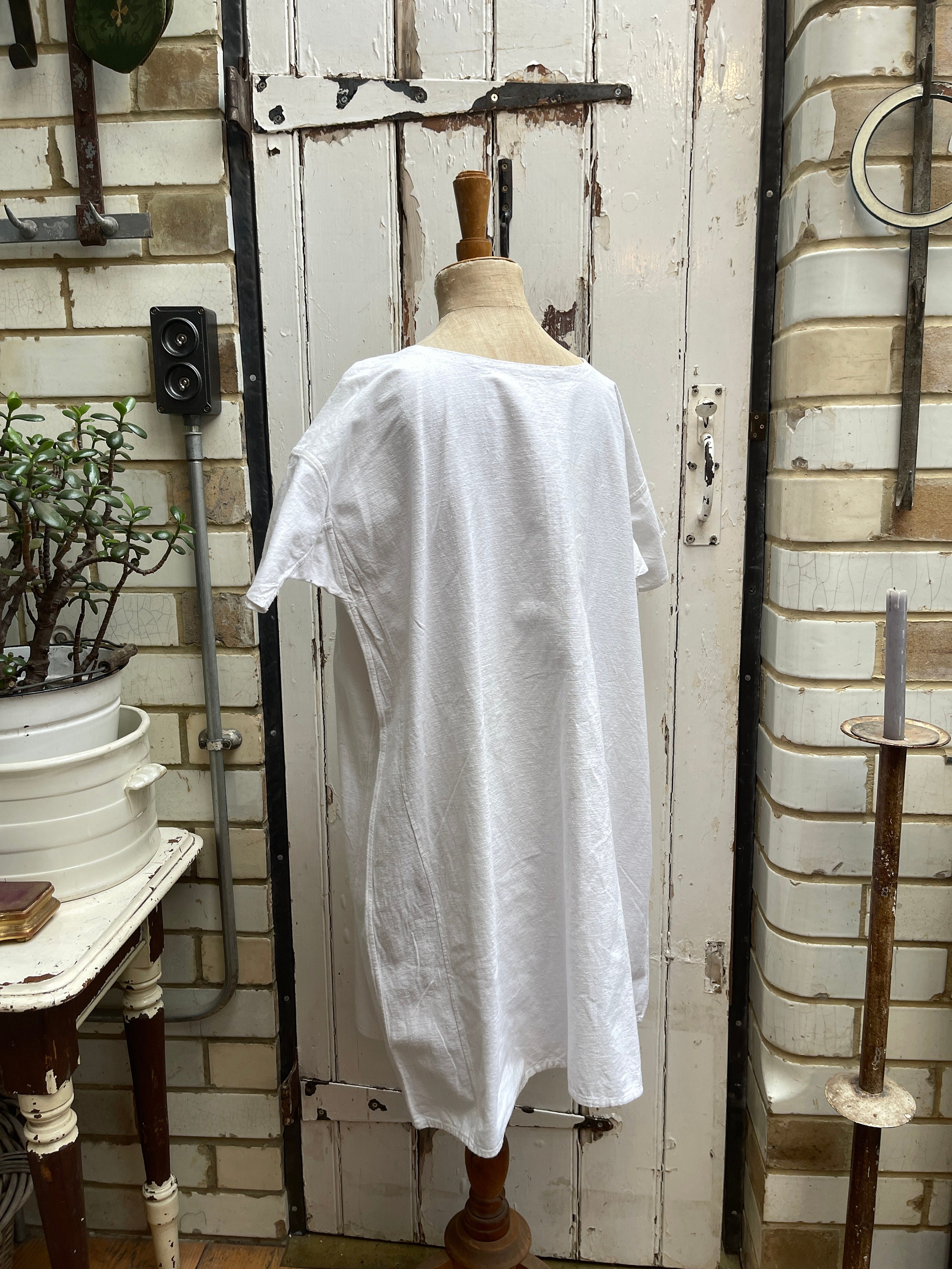 Antique Dutch Handmade White Cotton Tunic Shift Dress Smock Size L - Etsy