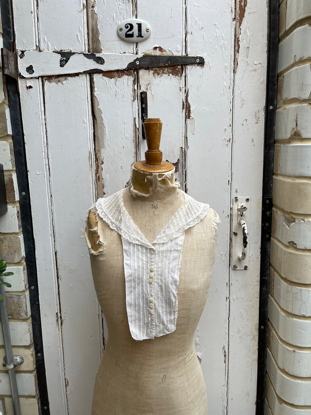 Antique French Handmade Cream Silk Lace Top Bib Tabard With Pintuck ...