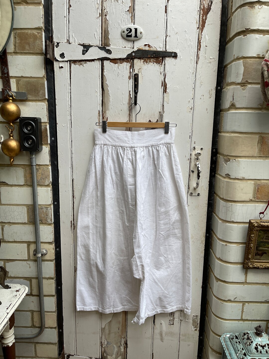 Antique Long White Cotton Bloomers With Red Initials EHDB 8 Inside Size ...
