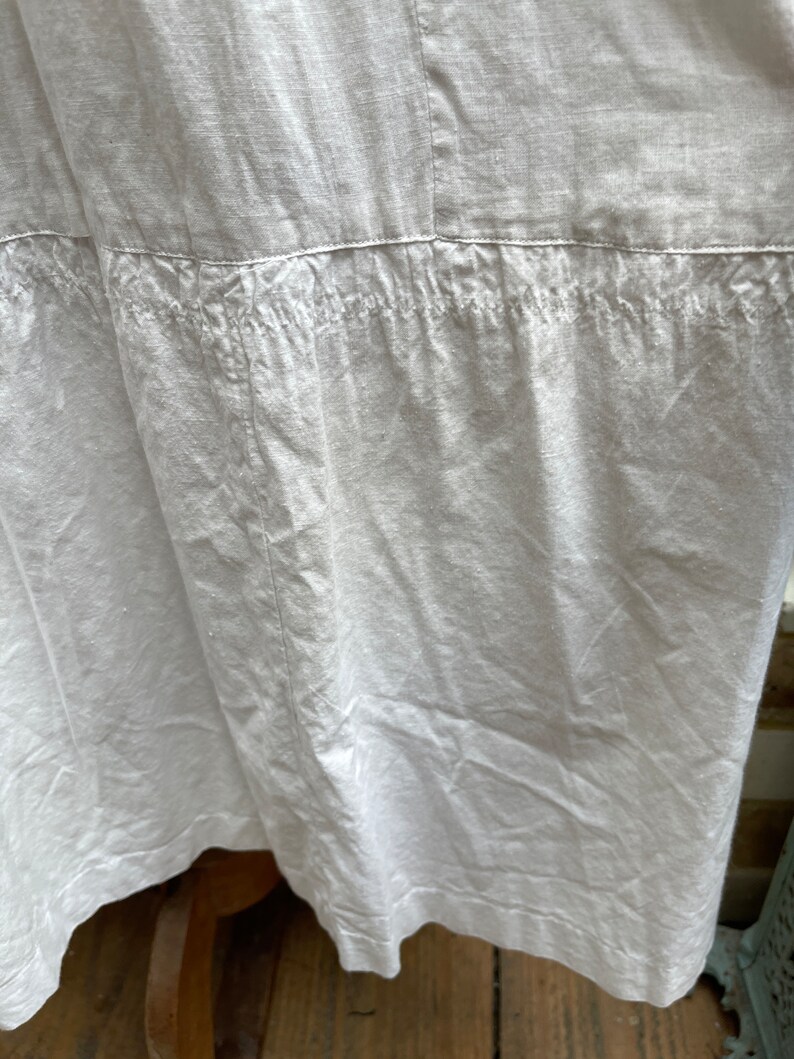 Antique Handmade Plain White Cotton Shift Dress With Double Layer Hem ...