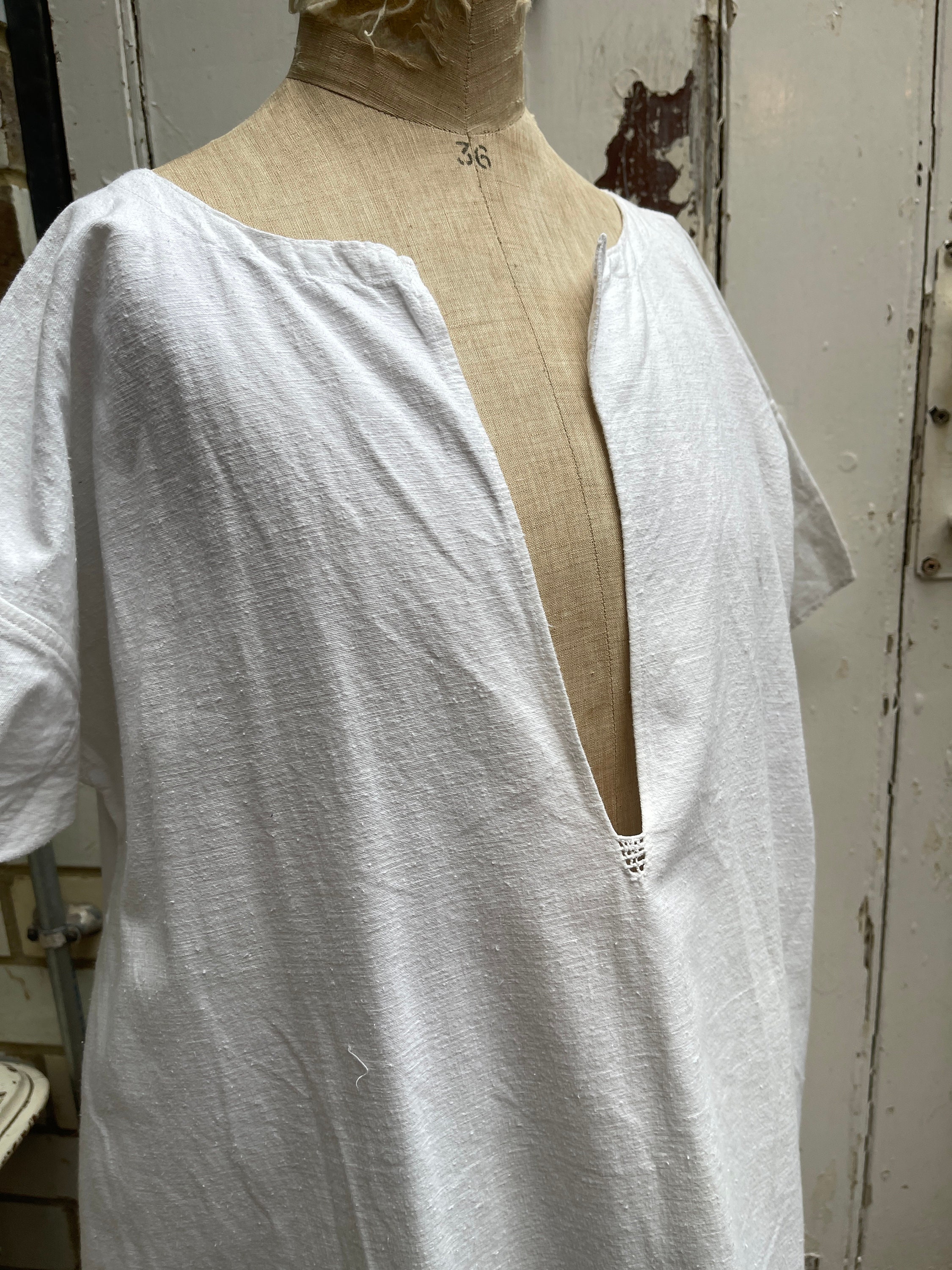 Antique Dutch Handmade White Cotton Tunic Shift Dress Smock Size L - Etsy