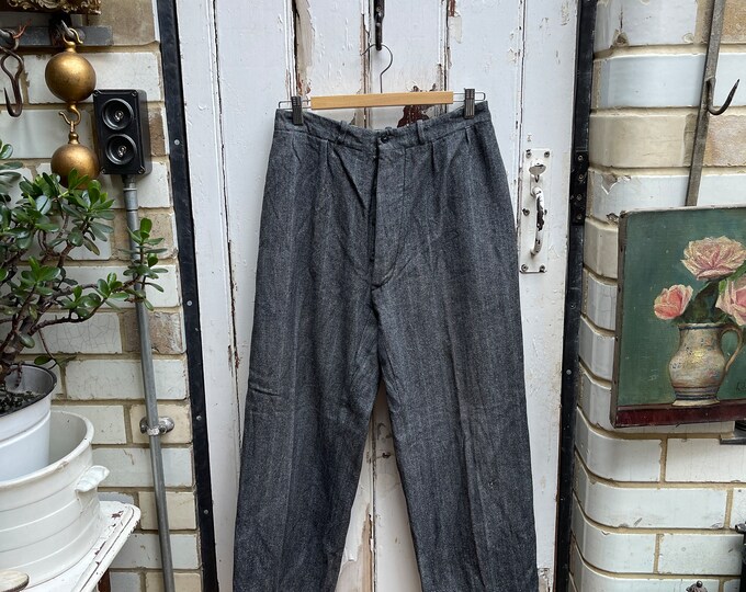 RESERVED for Hadley - Antique Handmade French Mens Grey Wool Wide Leg ...