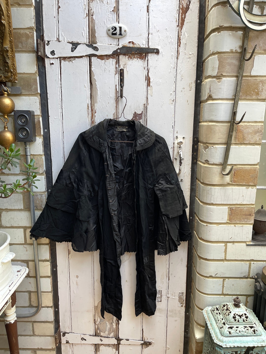 Antique French Religious Black Silk and Net Cape by A La Religieuse ...