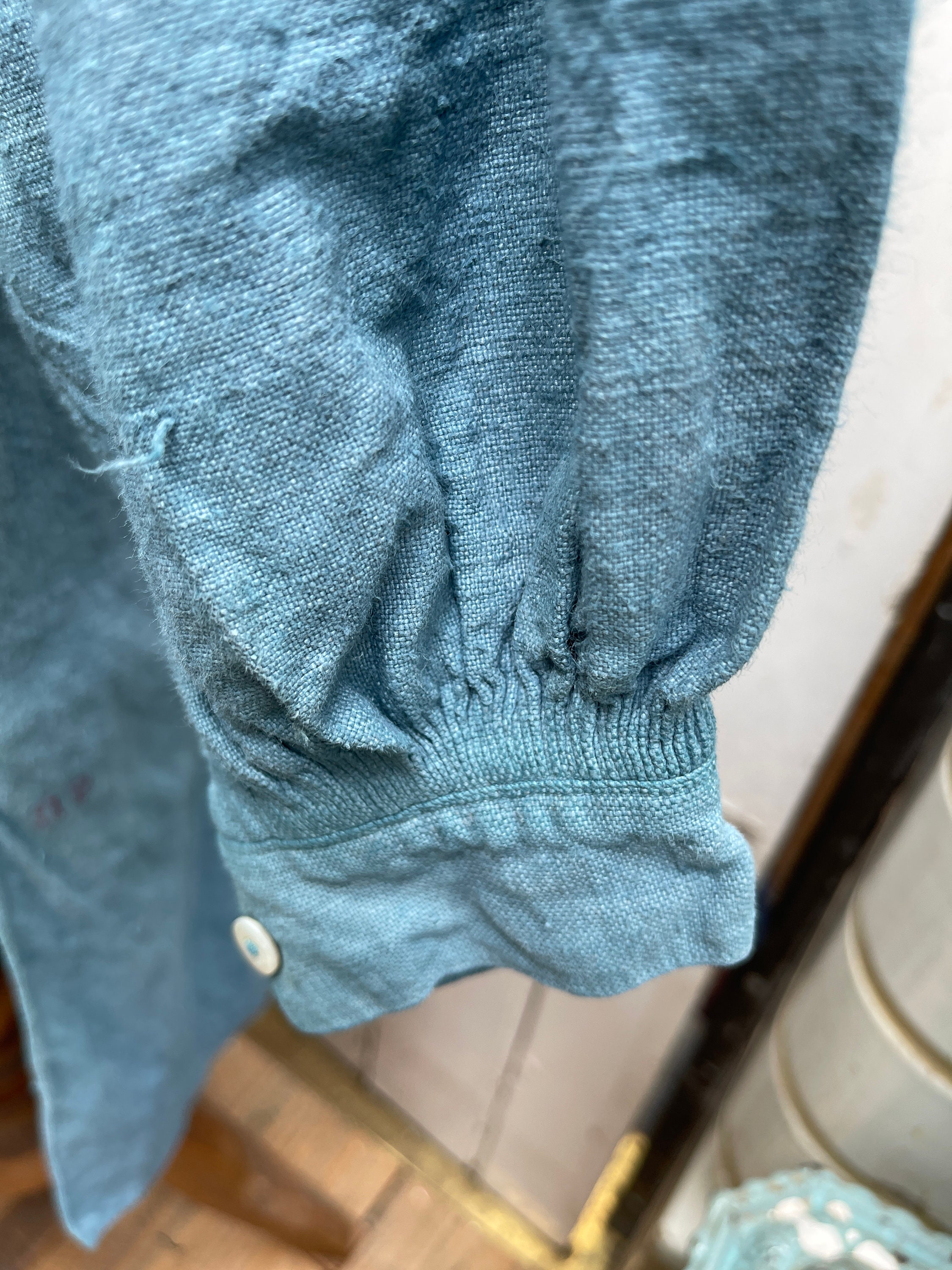 Antique Turquoise Linen Cotton Metis Shirt Dress Chemise Size S/M - Etsy