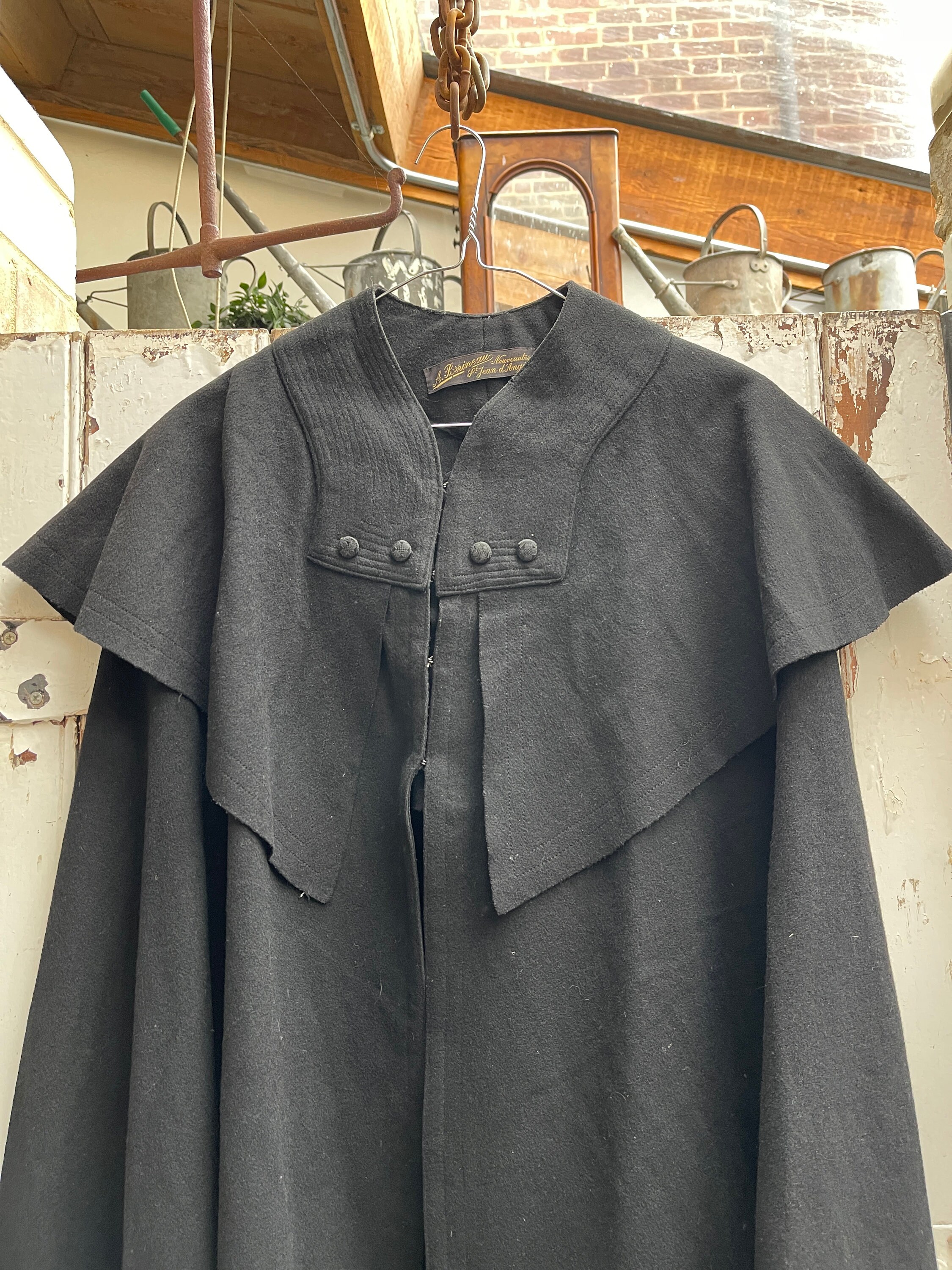 Antique French Black Wool Short Cape by A Perrineau - Etsy