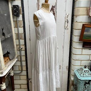 Antique Handmade Plain White Cotton Shift Dress With Double Layer Hem ...