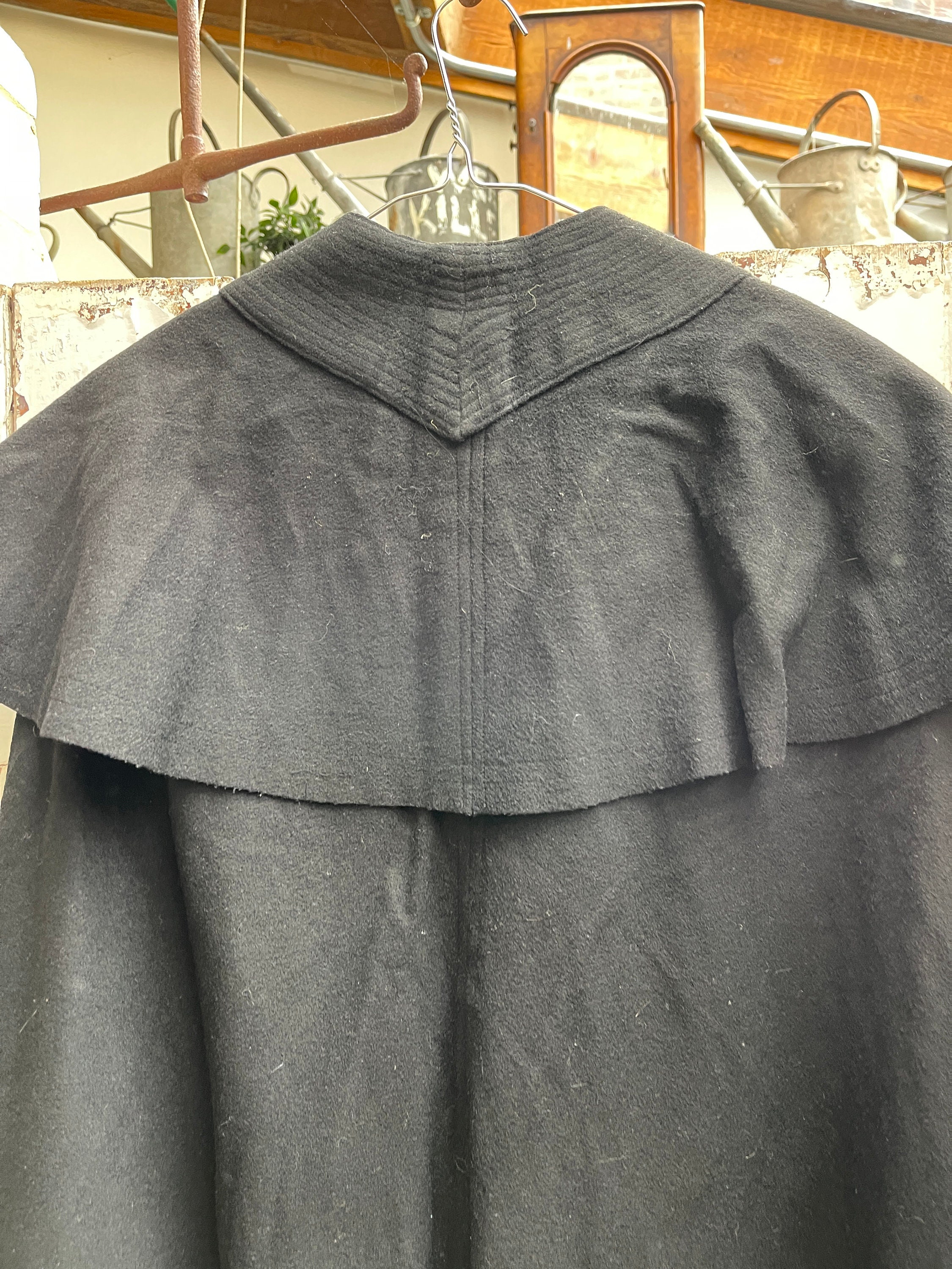 Antique French Black Wool Short Cape by A Perrineau - Etsy