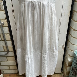 Antique Handmade Plain White Cotton Shift Dress With Double Layer Hem ...