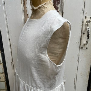 Antique Handmade Plain White Cotton Shift Dress With Double Layer Hem ...