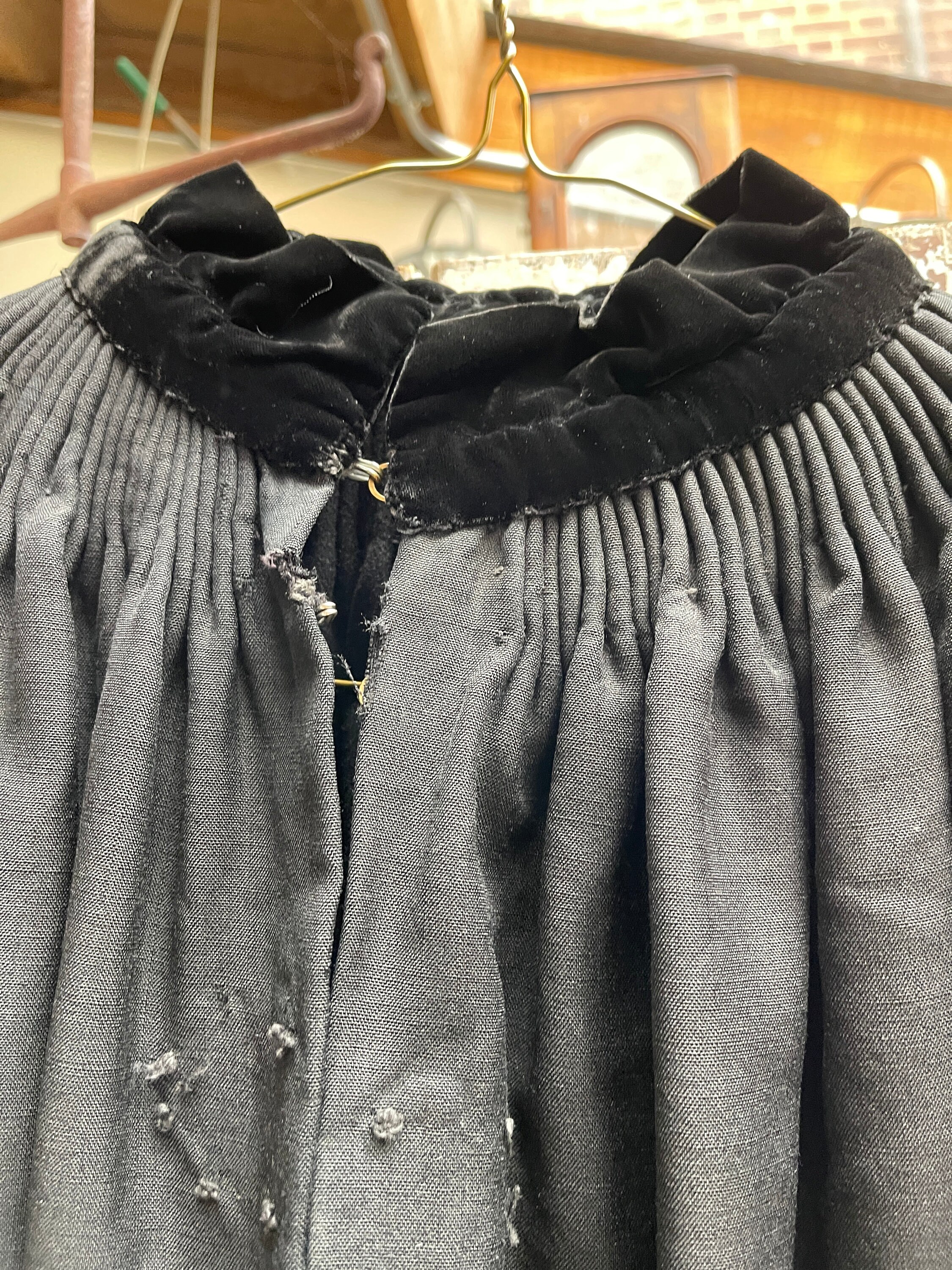 Antique Dutch Handmade Long Black Wool Cape Cloak With Velvet Collar ...