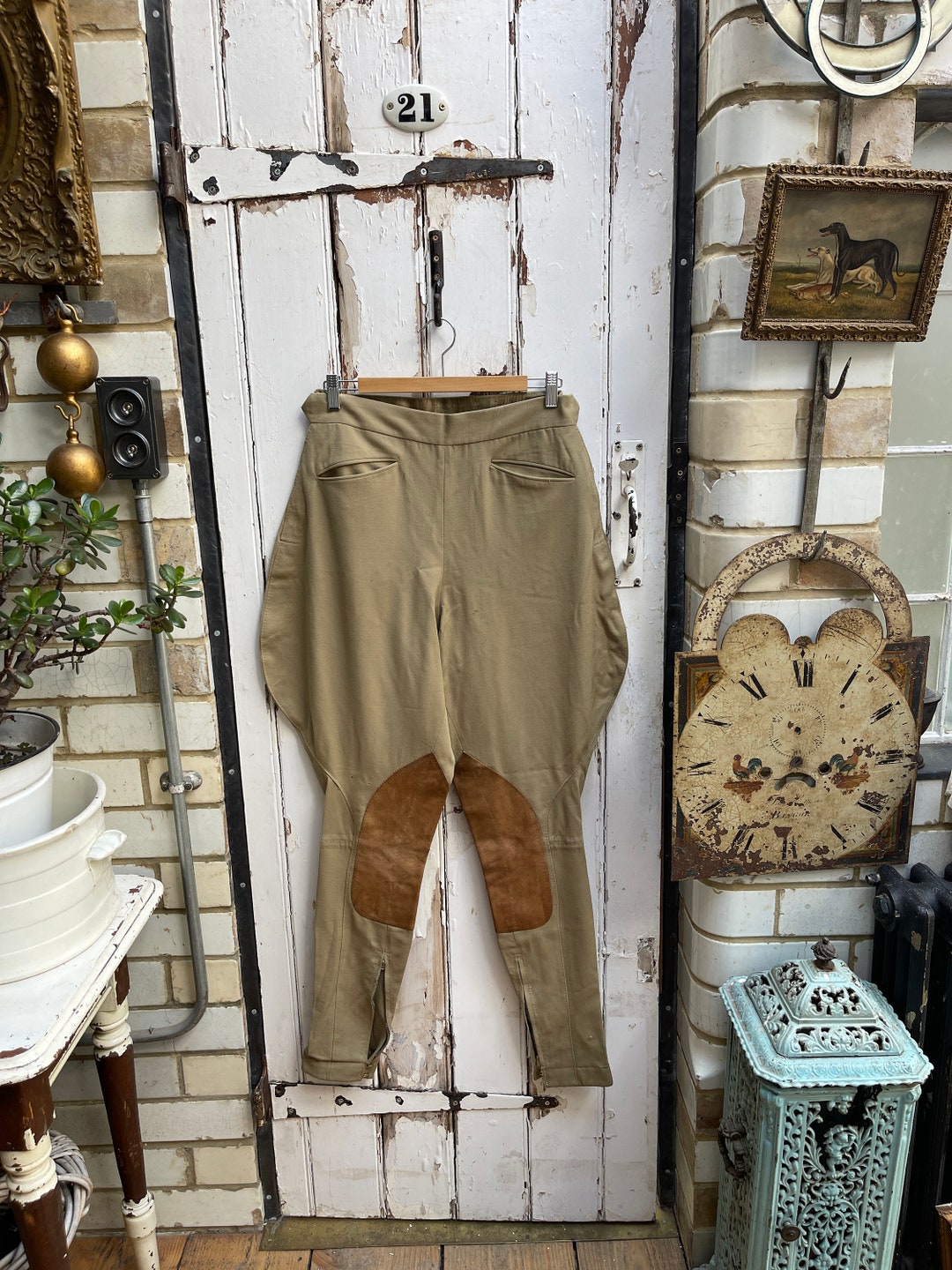 Antique Handmade Indian Military Beige Wool Jodhpurs Riding Breeches ...