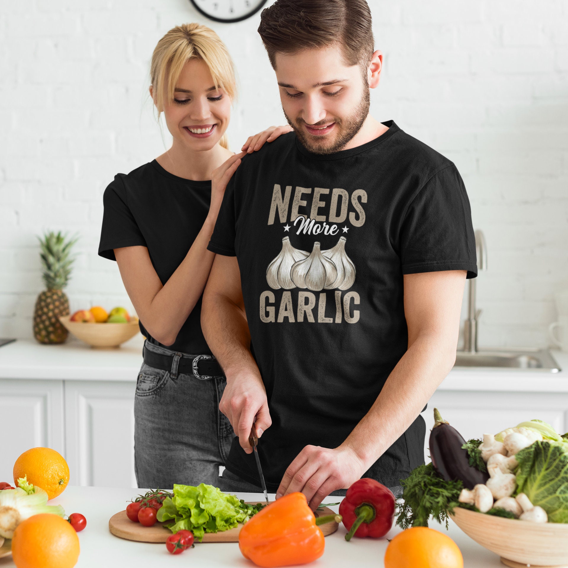 Needs More Garlic Shirt, Cooking Shirt, Gifts for Chefs, Food Lover ...