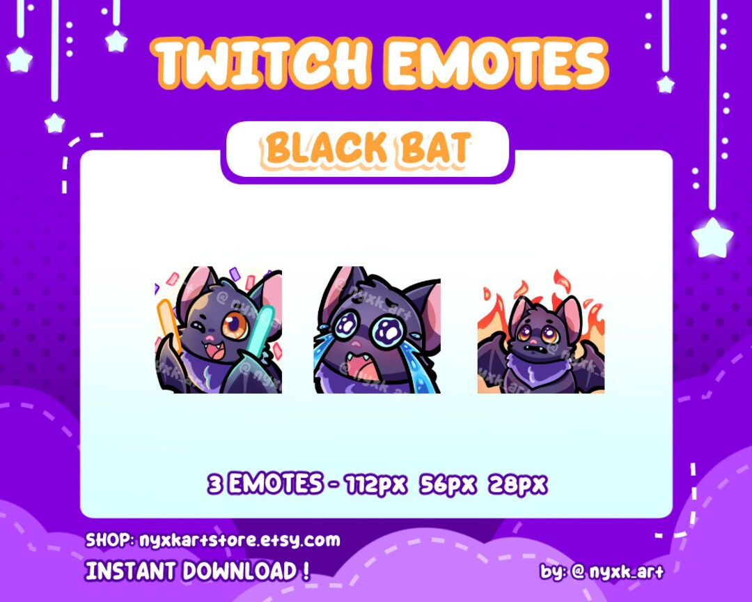 BLACK BAT EMOTES for Twitch Discord Youtube Cute Emotes - Etsy