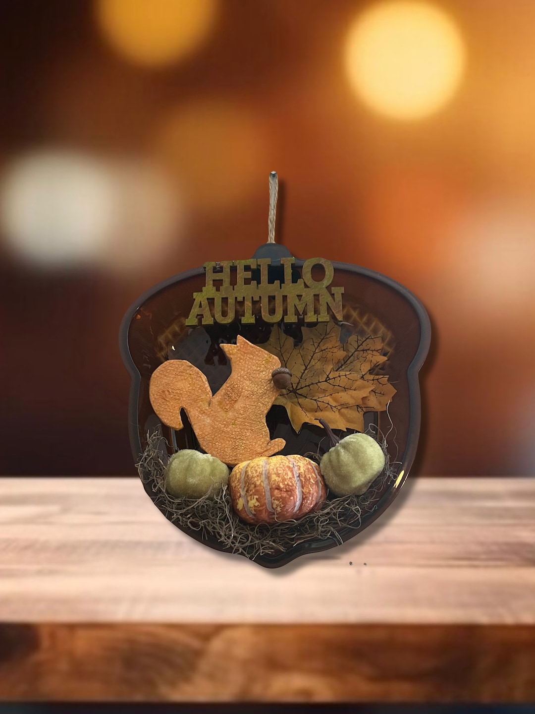 Hello Autumn Squirrel Acorn Hanging Wall Decor - Etsy