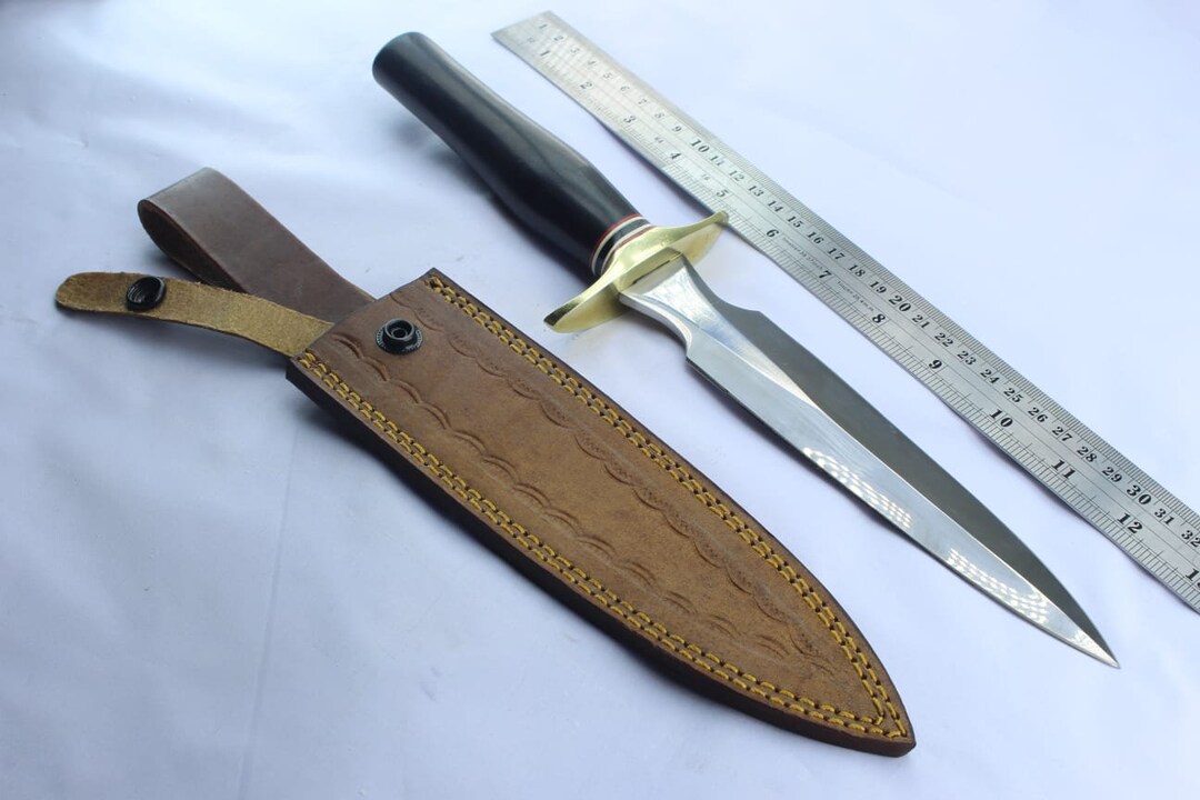 Hand Forged Full Tang Double Edge Dagger Knife With Leather Sheath ...
