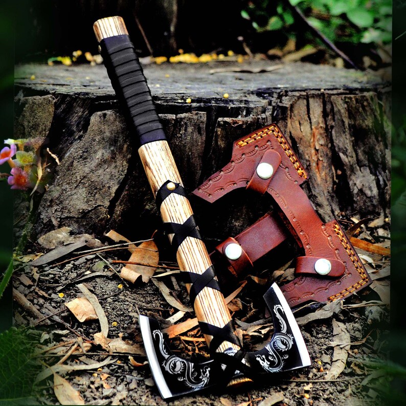 Custom Gift Hand Forged Carbon Steel VIKING AXE With Ash Wood Shaft ...