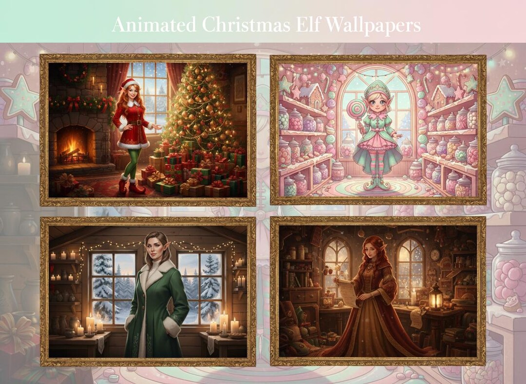 Vintage Storybook Elf Animated Wallpaper Magical Christmas Writing Elf ...