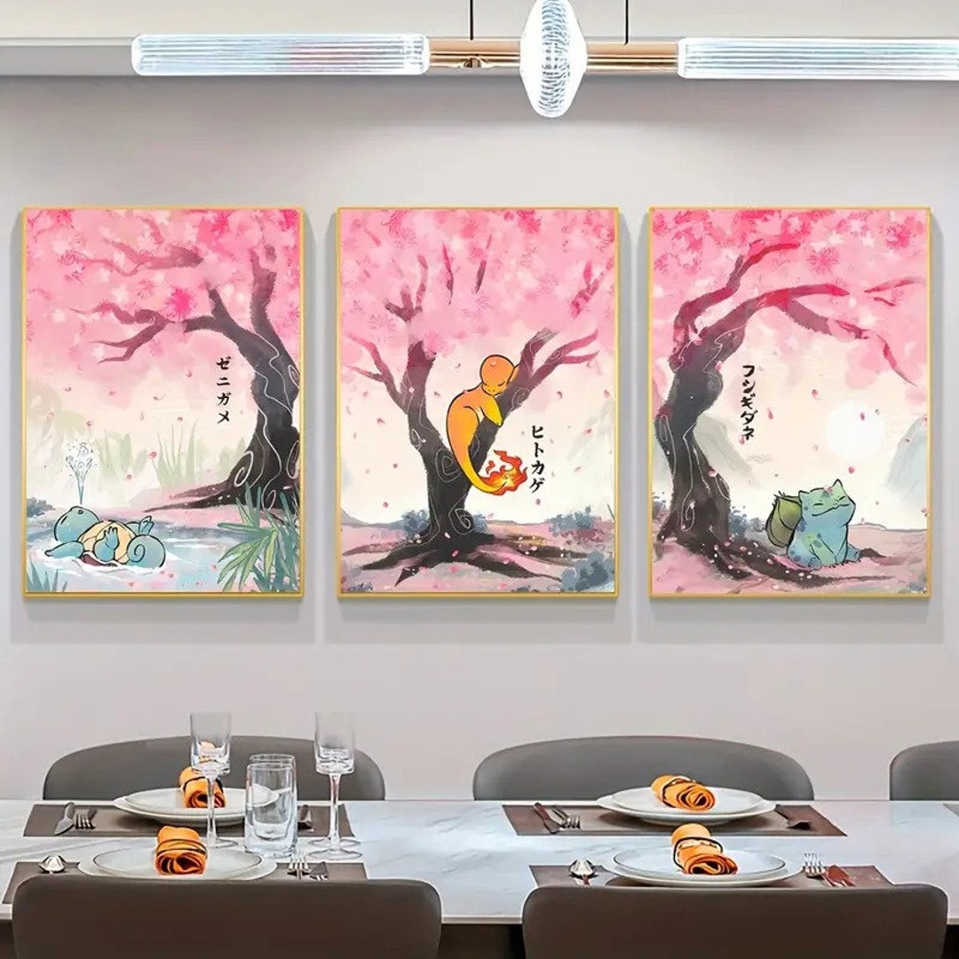 Pokemon Starters Charmander Squirtle Bulbasaur Sakura Tree Peaceful ...