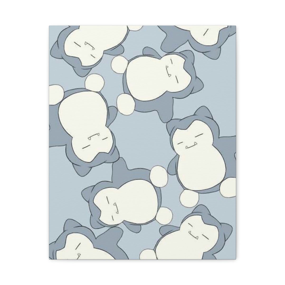 Cute Happy Little Snorlax Pokemon Canvas Artwork Easy Mount Features ...