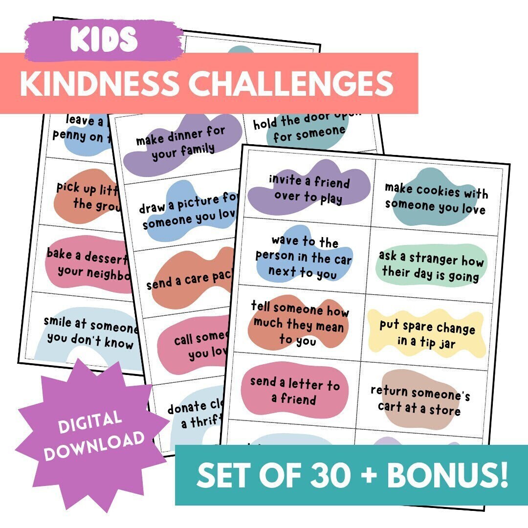 Kids Kindness Challenge Cards - Random Acts of Kindness - Printable ...