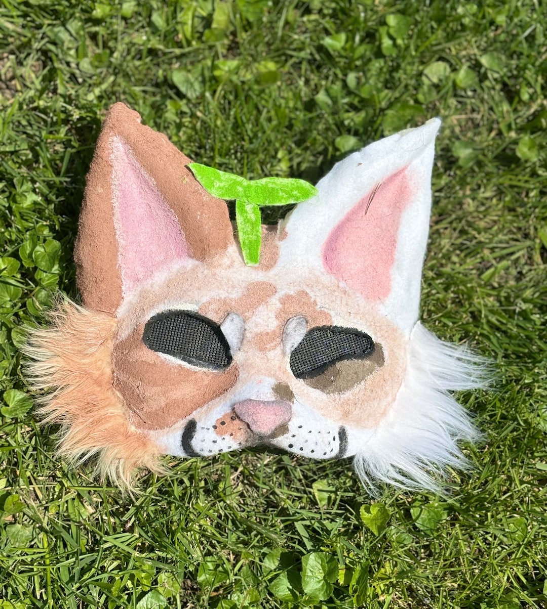 MQ Therian/quadrobics Cat Mask Brown White With Sprout - Etsy