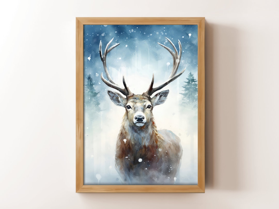 Reindeer in Winter Printable Wall Art | Instant Digital Download ...