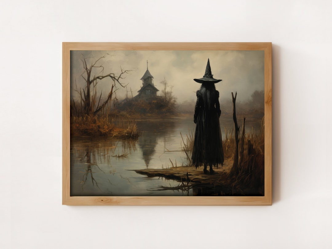 Witch by the Lake Art Print: Vintage Halloween Decor (digital Download ...