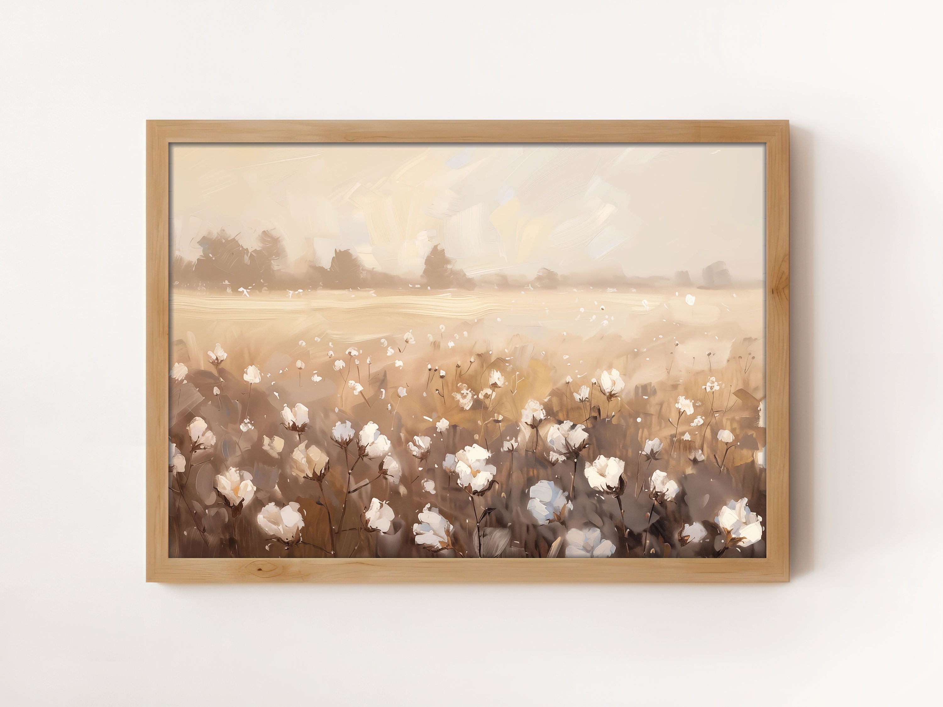 Cotton Field Painting: Farmhouse Wall Decor (digital Print) - Etsy