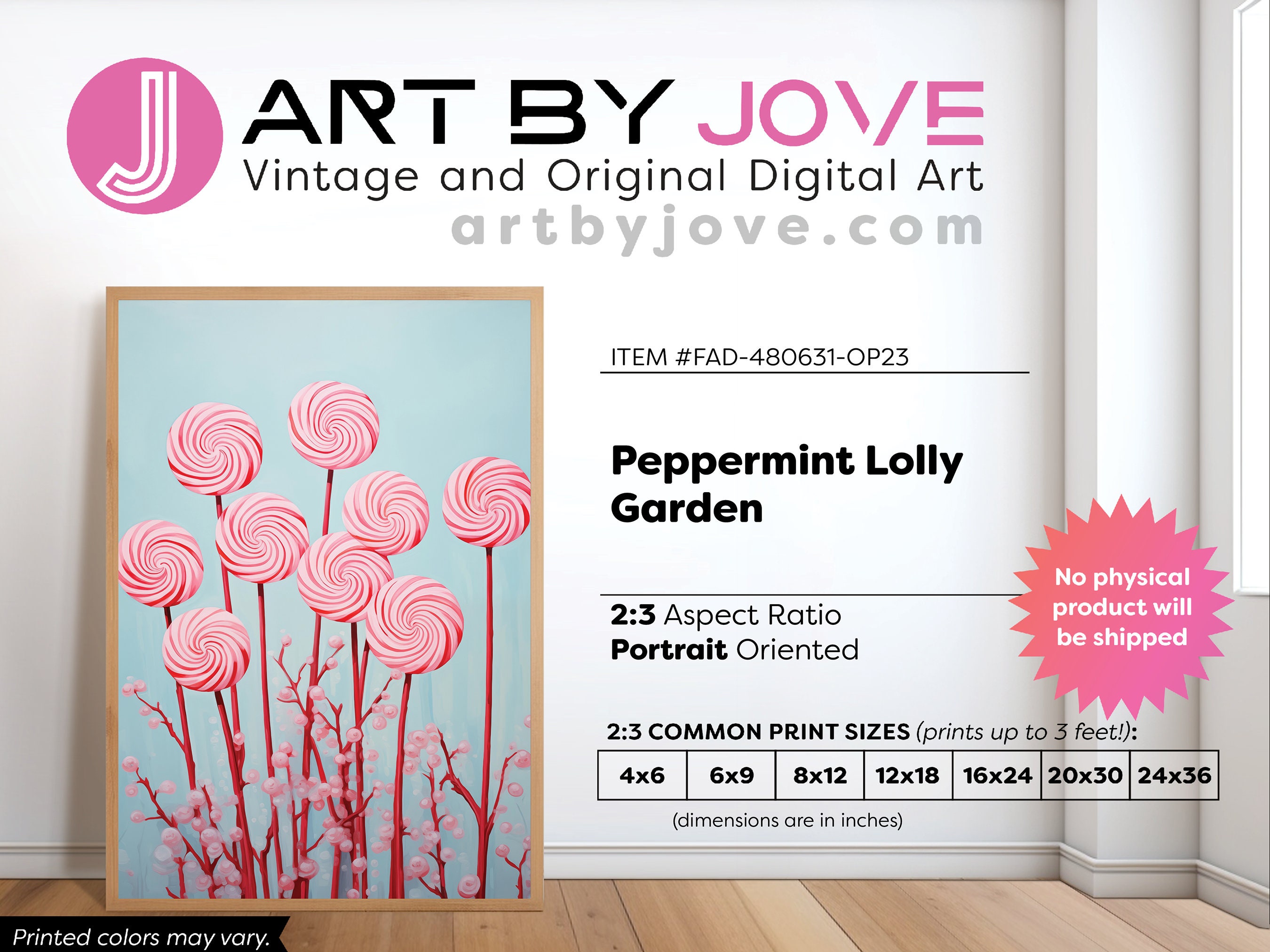 Lollies Printable Holiday Wall Decor Whimsical Peppermint Branches Art ...
