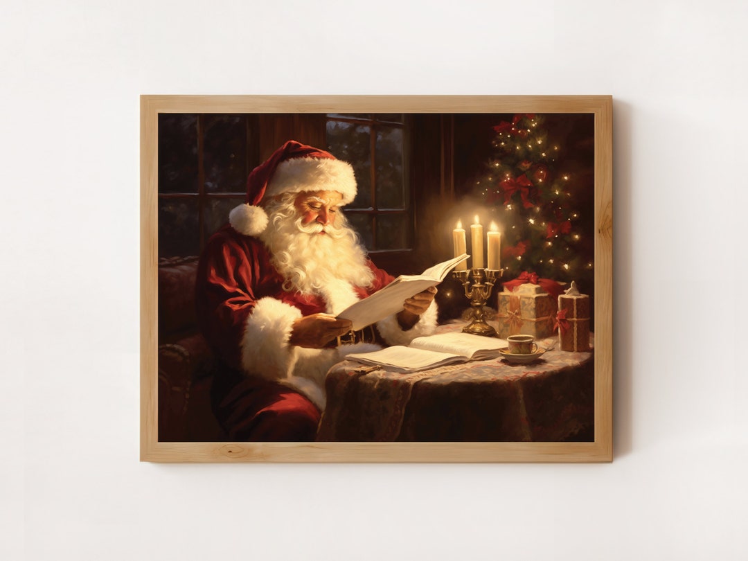 Vintage Santa Painting: Antique Christmas Night Art (digital Download ...
