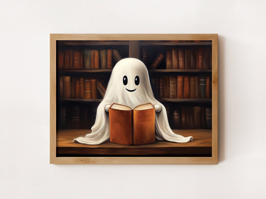 Cute Ghost Book Lover Printable Wall Art | Instant Digital Download ...