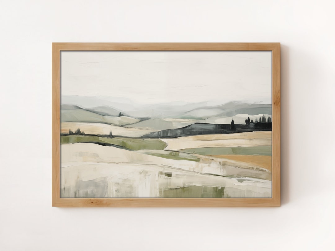 Abstract Country Landscape Print: Rustic Farmhouse Wall Decor (digital ...