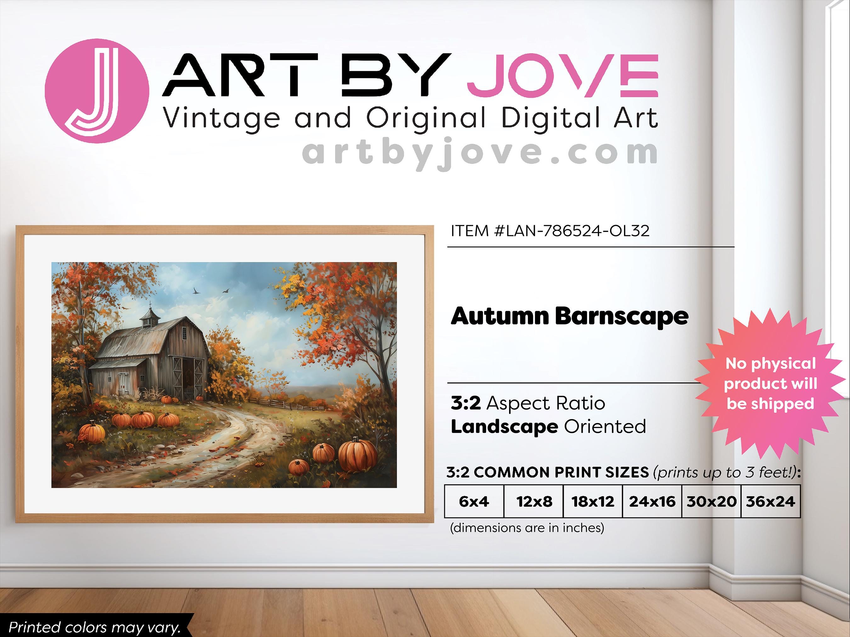 Autumn Barn and Pumpkin Farm Art Print (digital Download) - Etsy