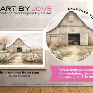 Gray Barn Spring Flowers Art Print: Country Farmhouse (digital Download ...