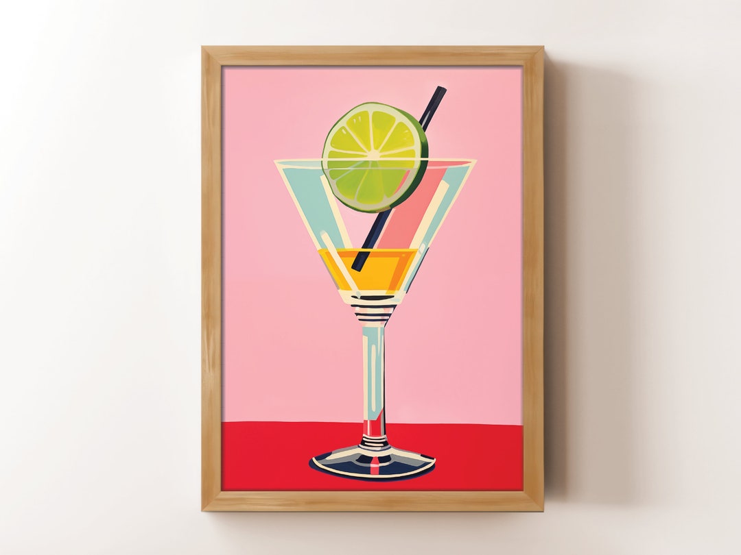 Funky Cocktail Art Print: Retro Bar Cart Poster (digital Download) - Etsy