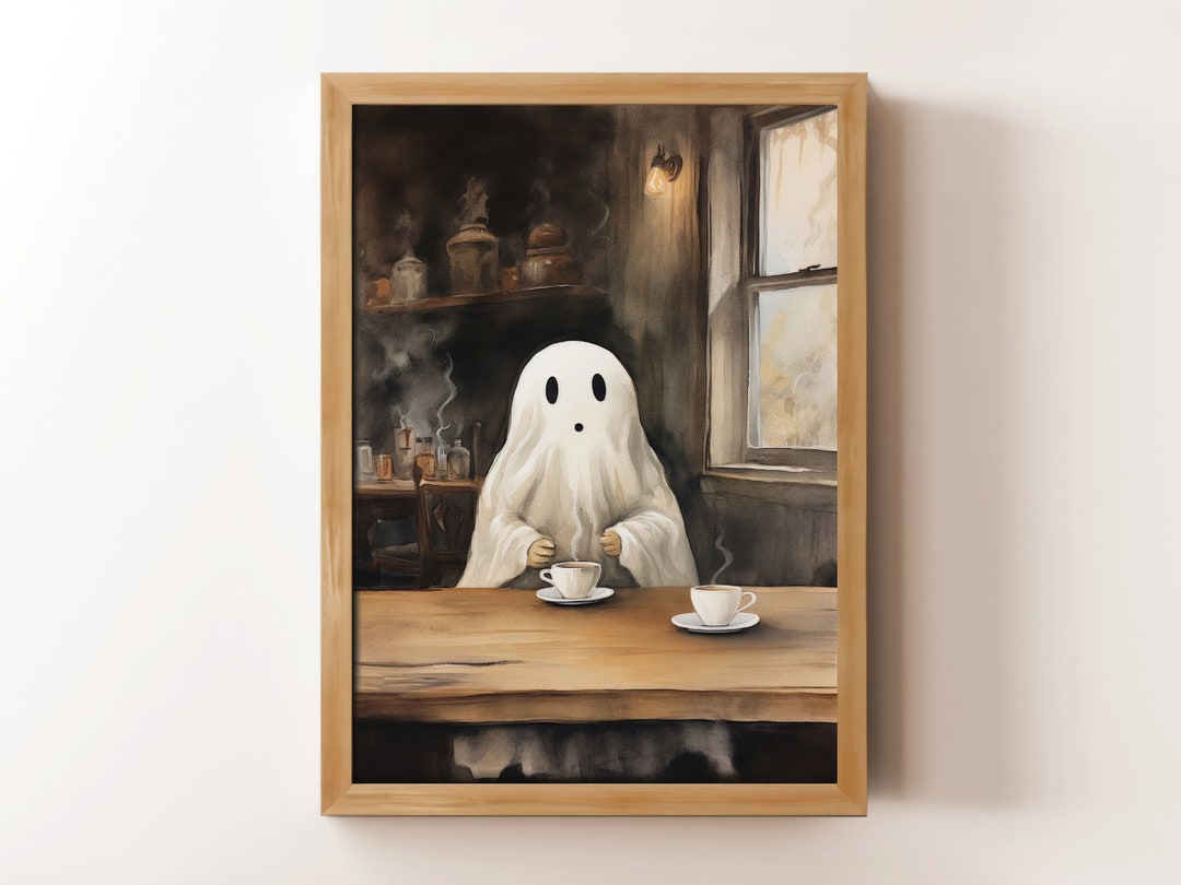 Cute Ghost Coffee Lover Printable Wall Art | Instant Digital Download ...