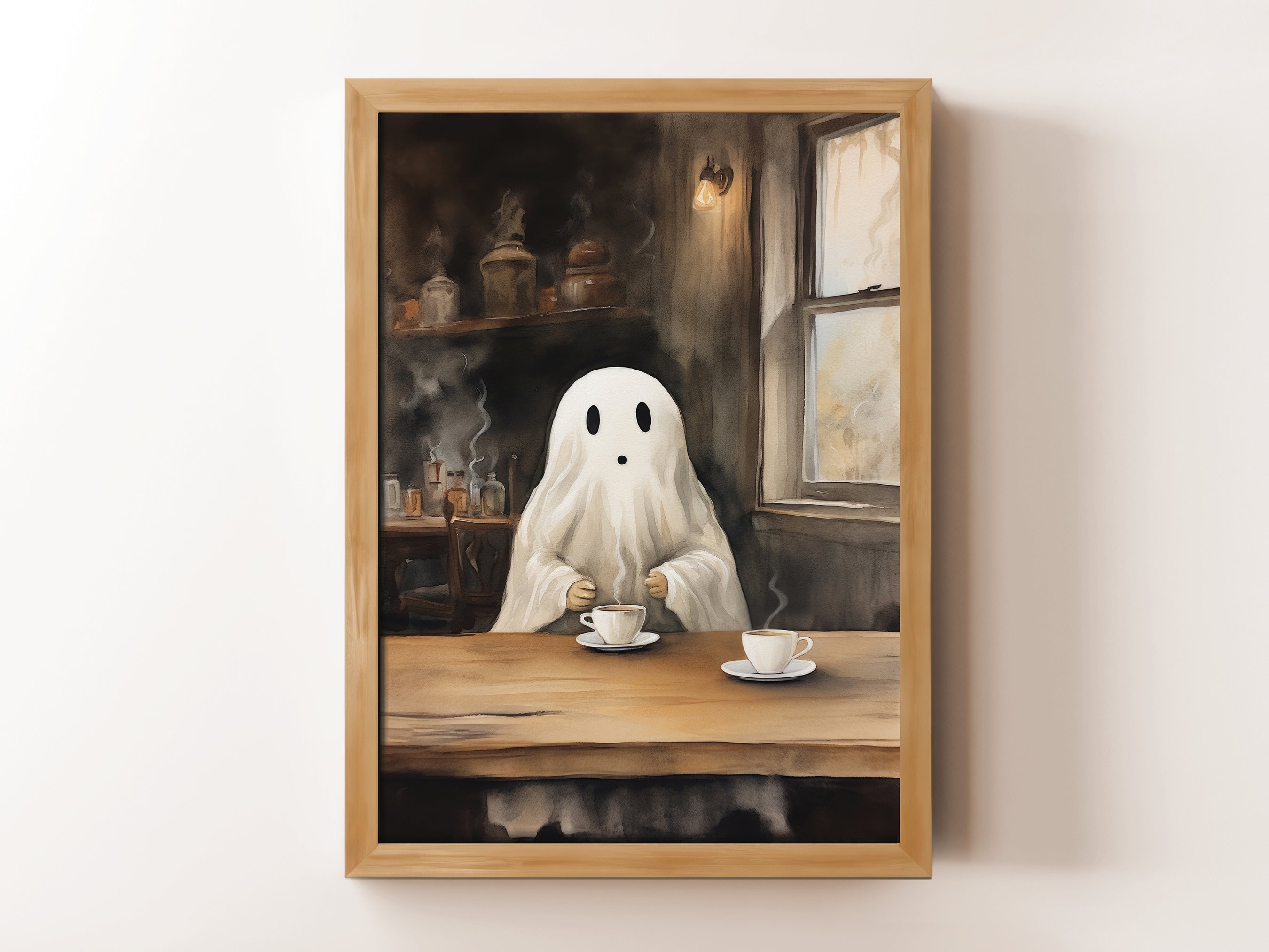 Cute Ghost Coffee Lover Printable Wall Art Instant Digital - Etsy