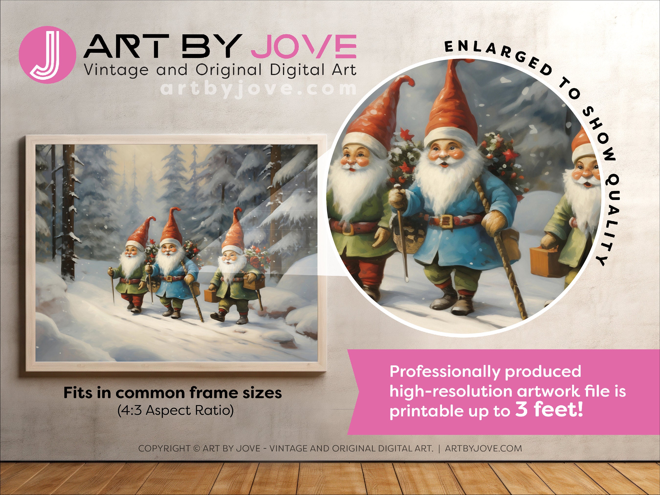 Christmas Gnomes Printable Wall Art Instant Digital Download Vintage ...