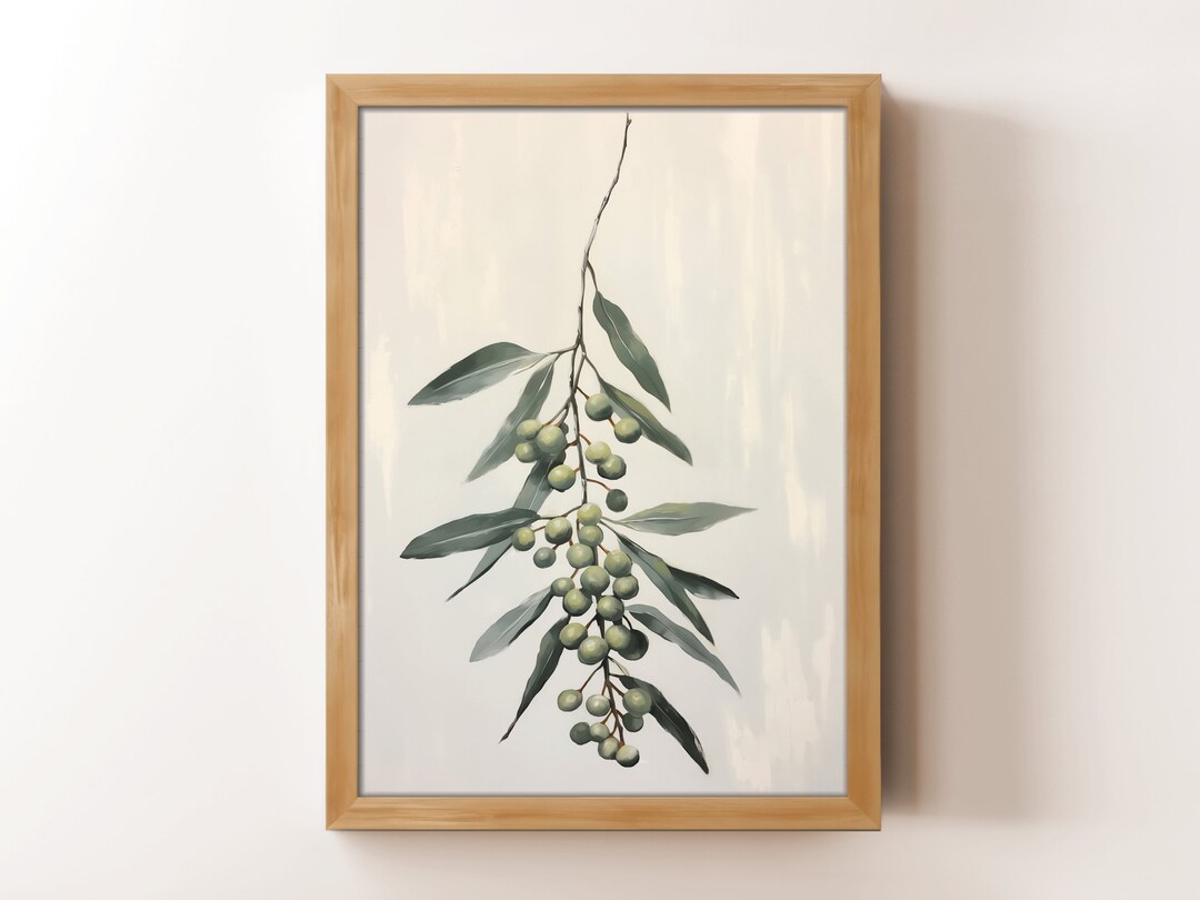 Rustic Berry Branch Print: Botanical Farmhouse Wall Art (digital ...