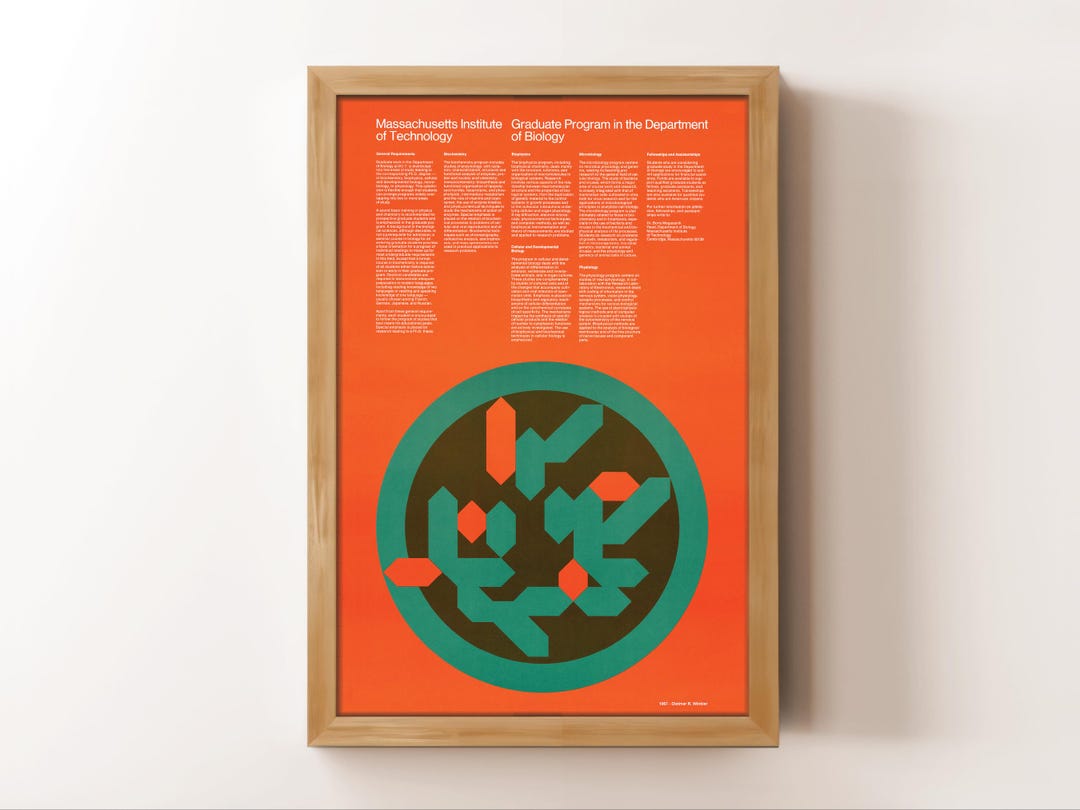 MIT Biology Poster: 1967 Vintage Tech Wall Art (digital Print) - Etsy