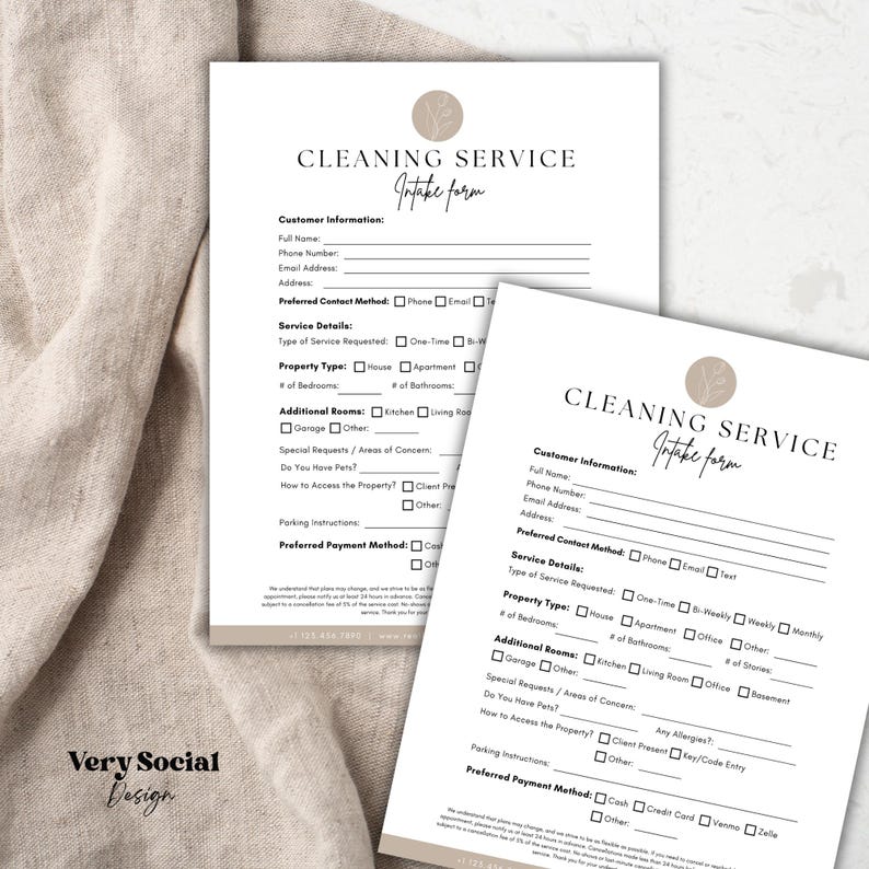 Editable Cleaning Service Client Intake Form | Residential & House ...