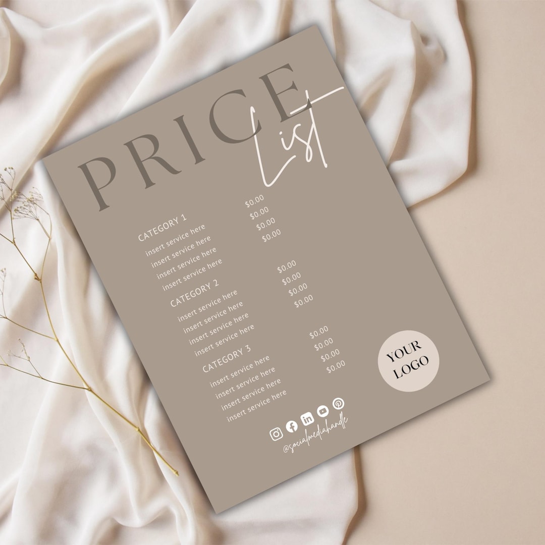 Price List Template Small Business Price List Printable Design Editable ...