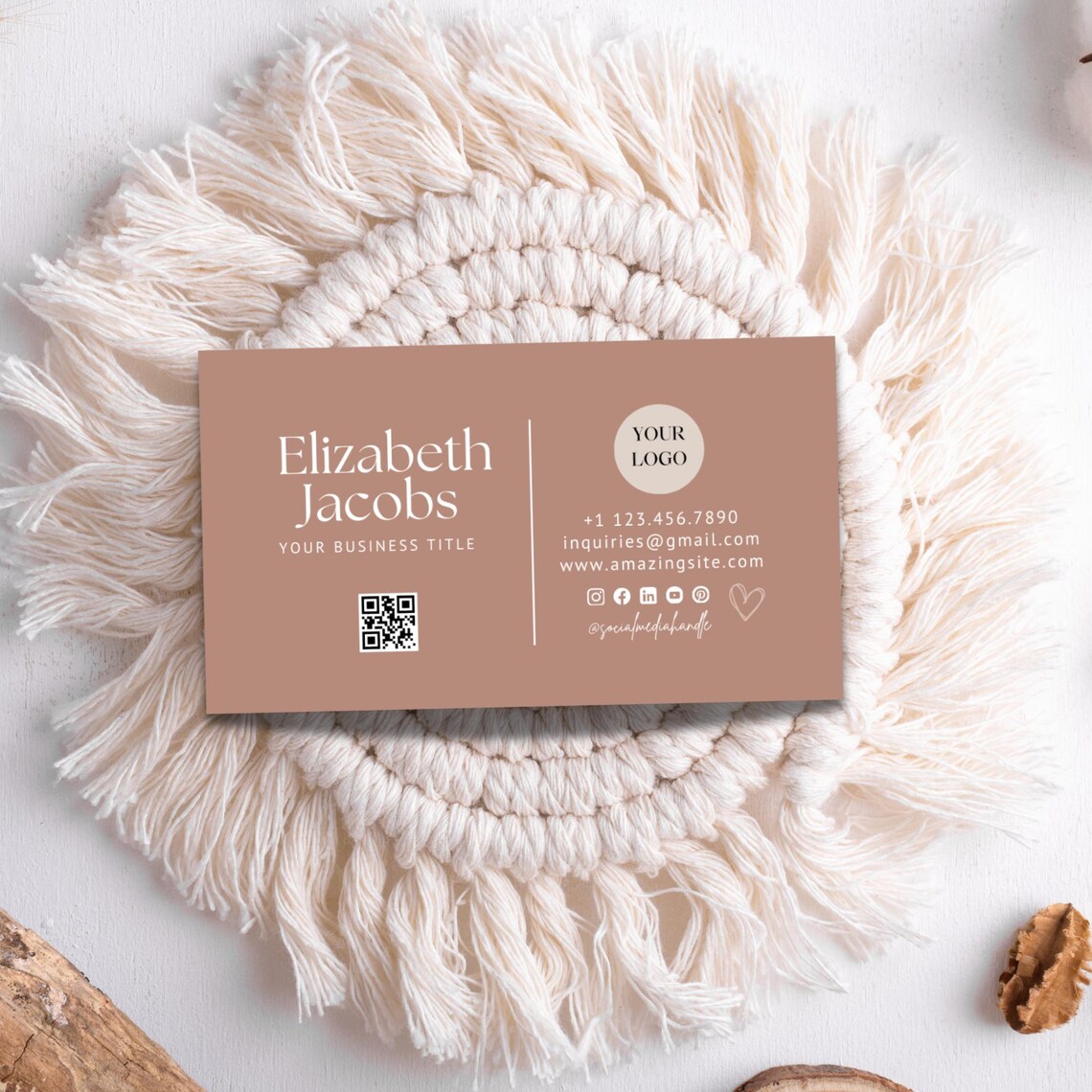 Boho Business Card Template for Professionals Modern Customizable ...