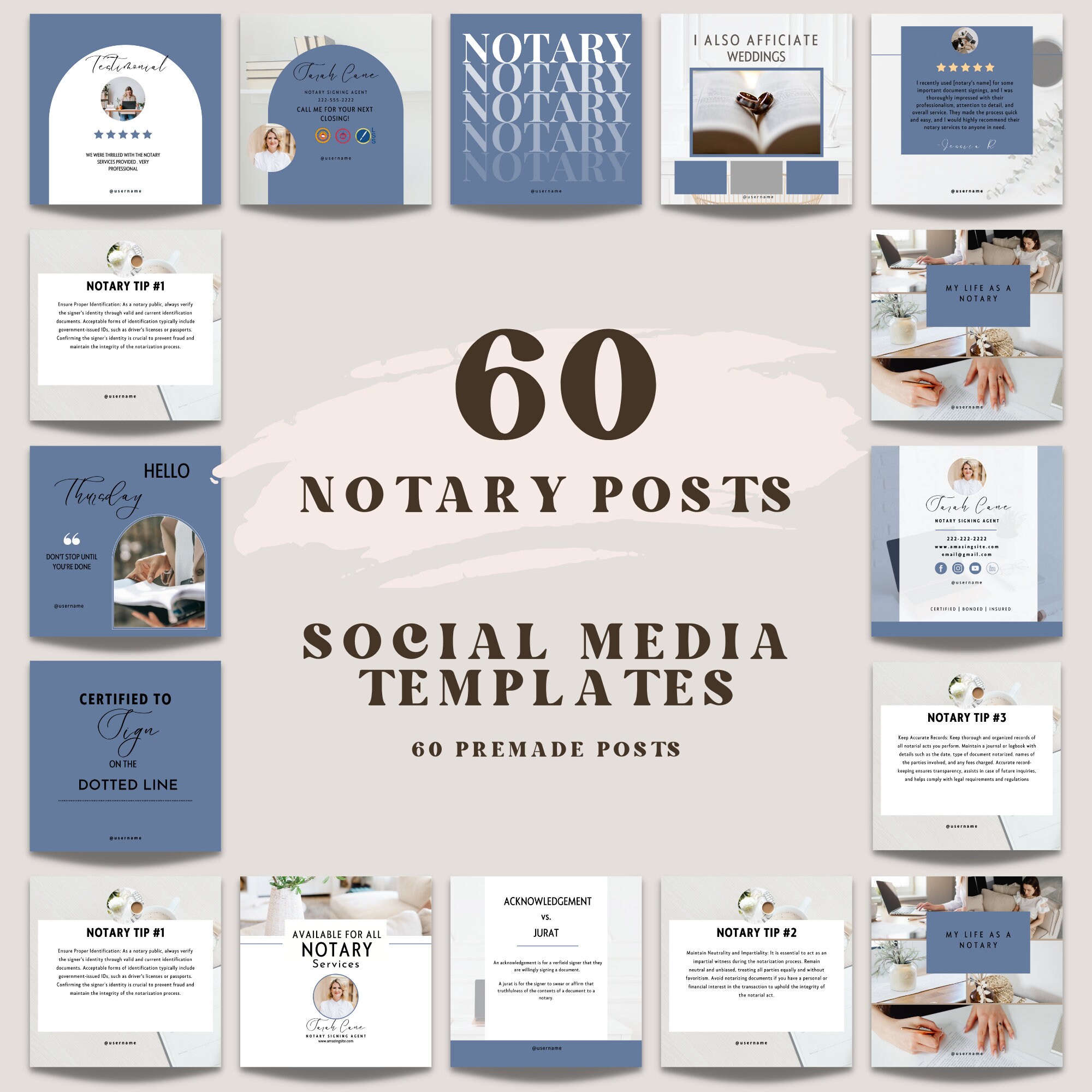 Notary Instagram Posts, Notary Social Media Templates, Loan Signing ...