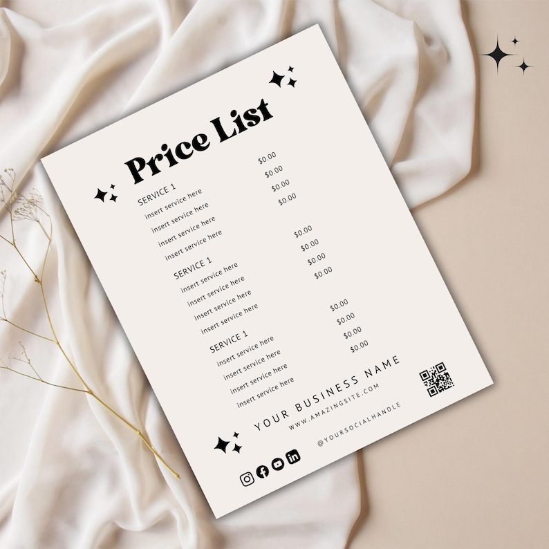 Lash Tech Price List Template Editable Canva Business Sign Printable ...