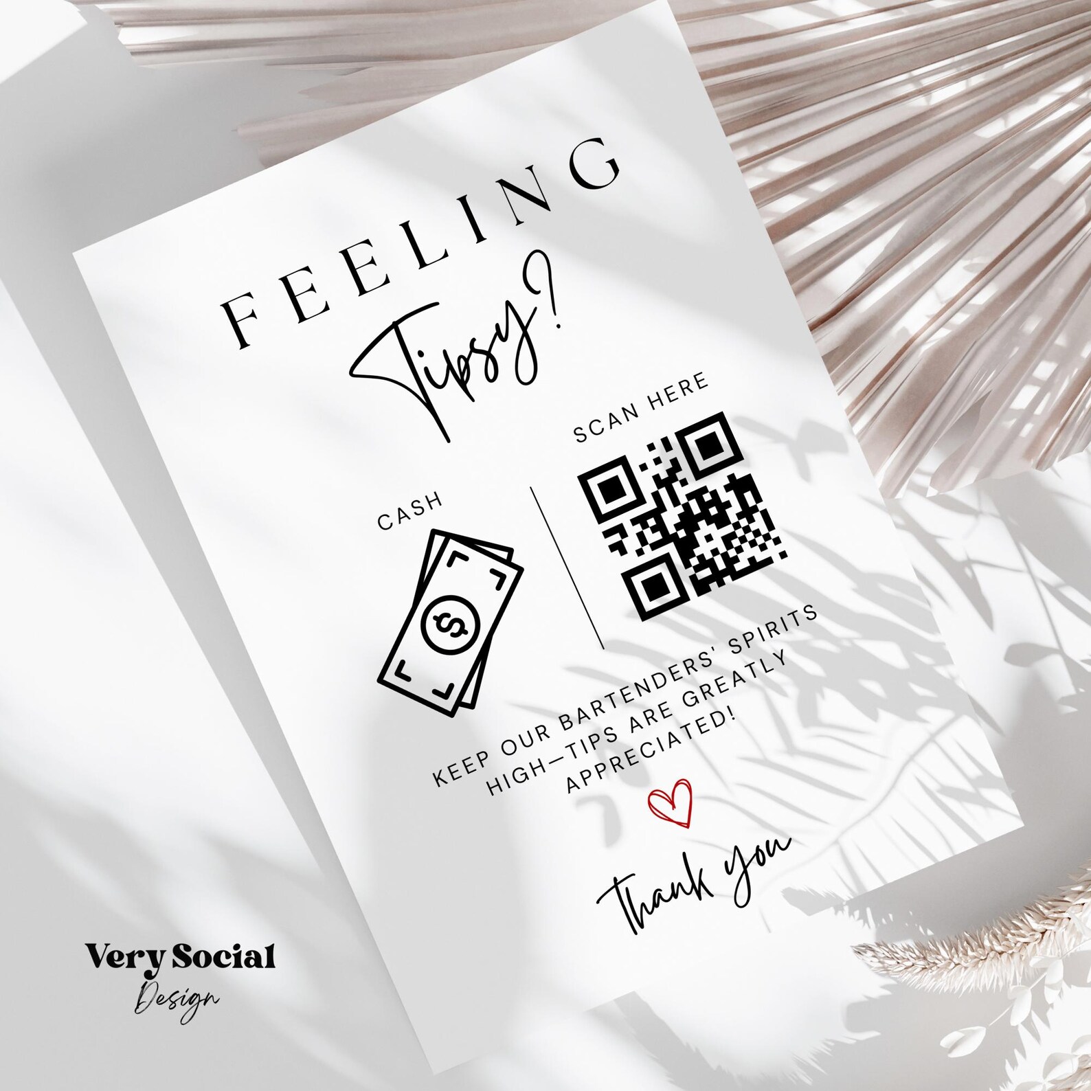 Virtual Tip Jar Sign Template: Scan to Tip QR Code (digital Download ...