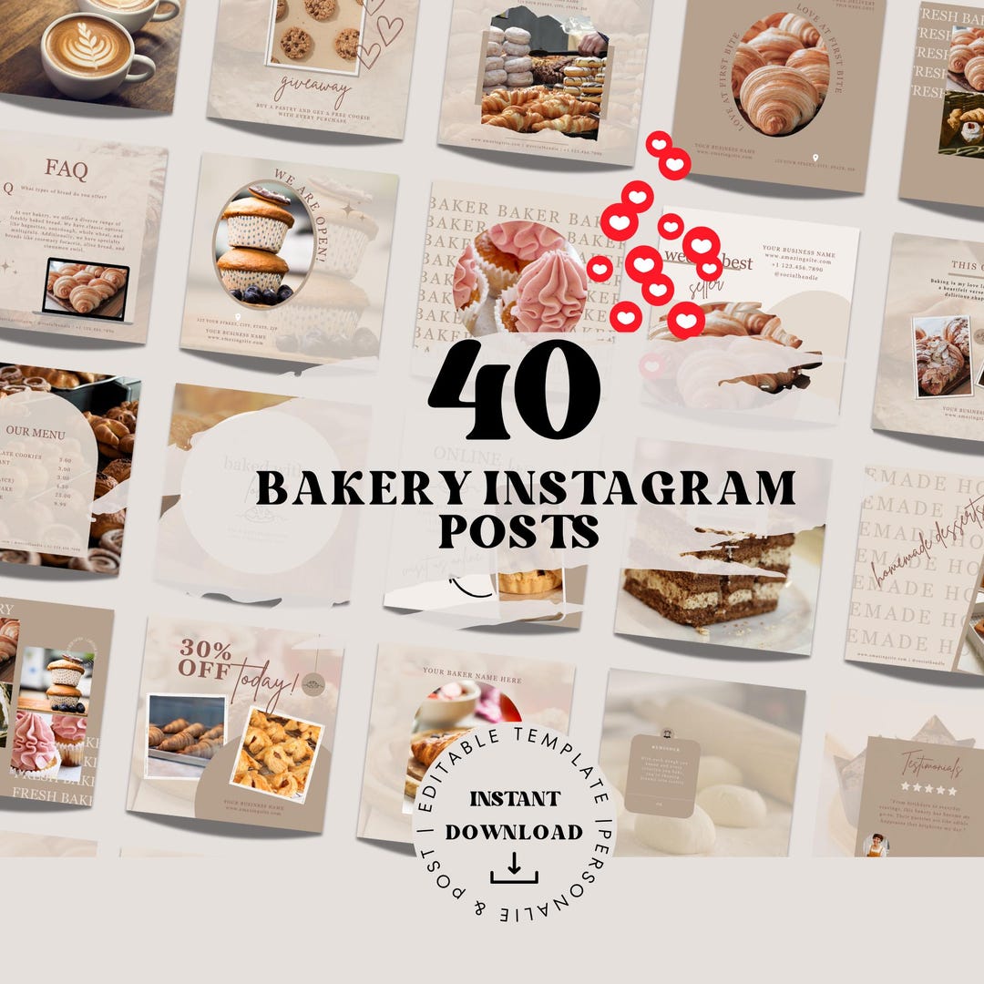 Bakery Instagram Post Templates | Café Instagram Template | Cake ...