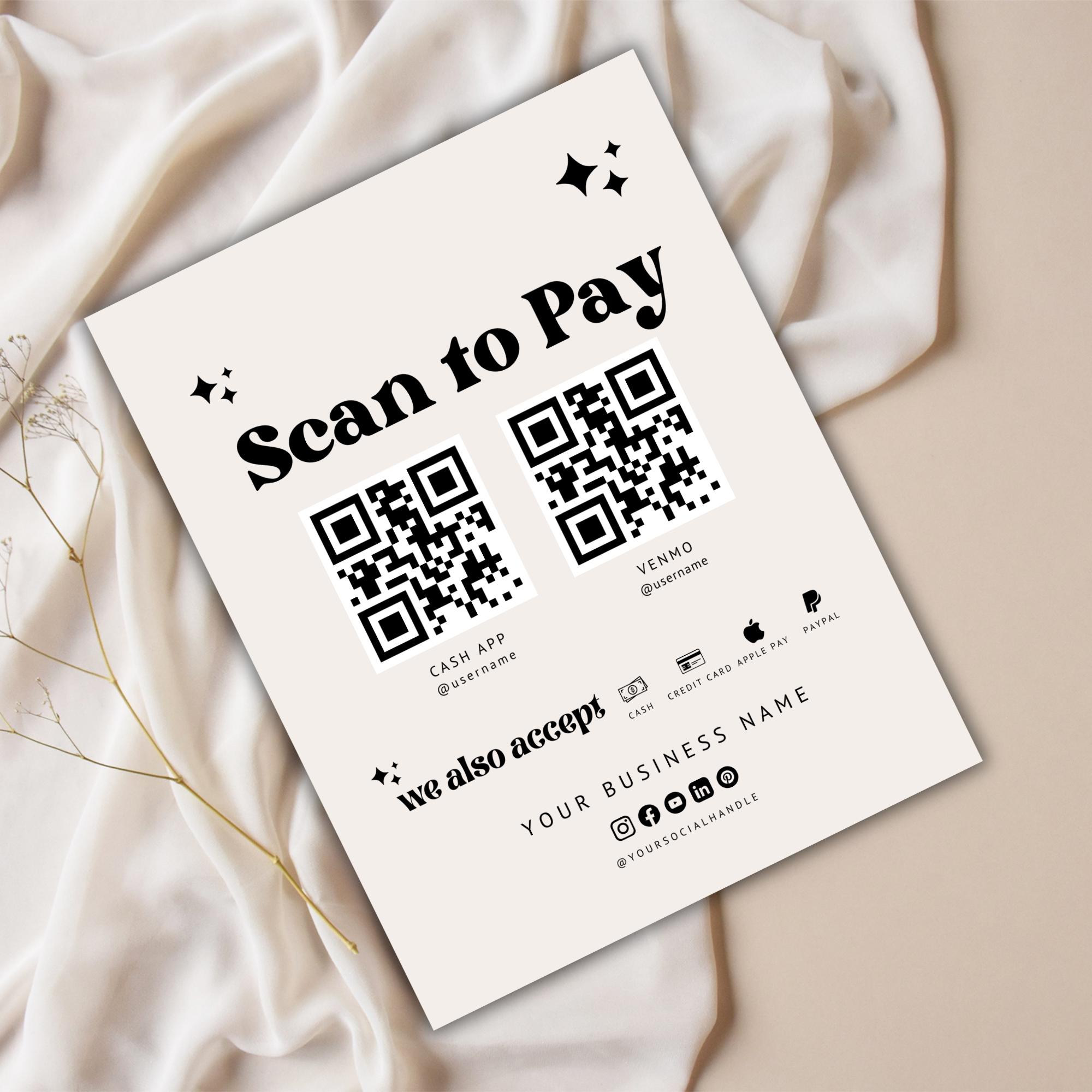 Social Media Sign Scan to Pay Flyer Template Small Business Payment ...