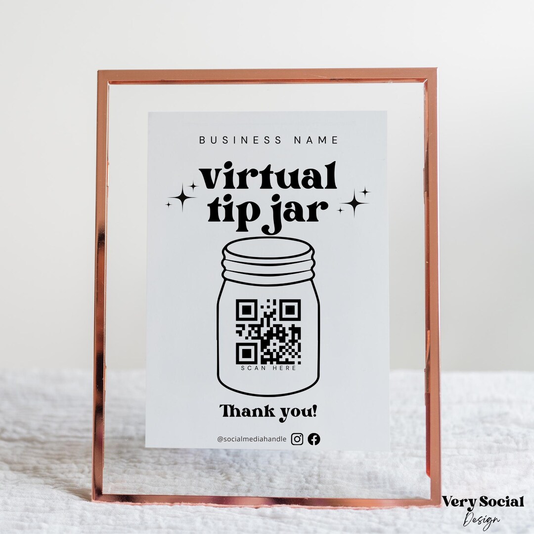 Retro Virtual Tip Jar Sign Template Bar Printable Virtual Tip Venmo ...