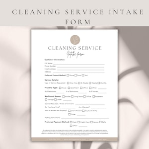 Editable Cleaning Service Client Intake Form | Residential & House ...